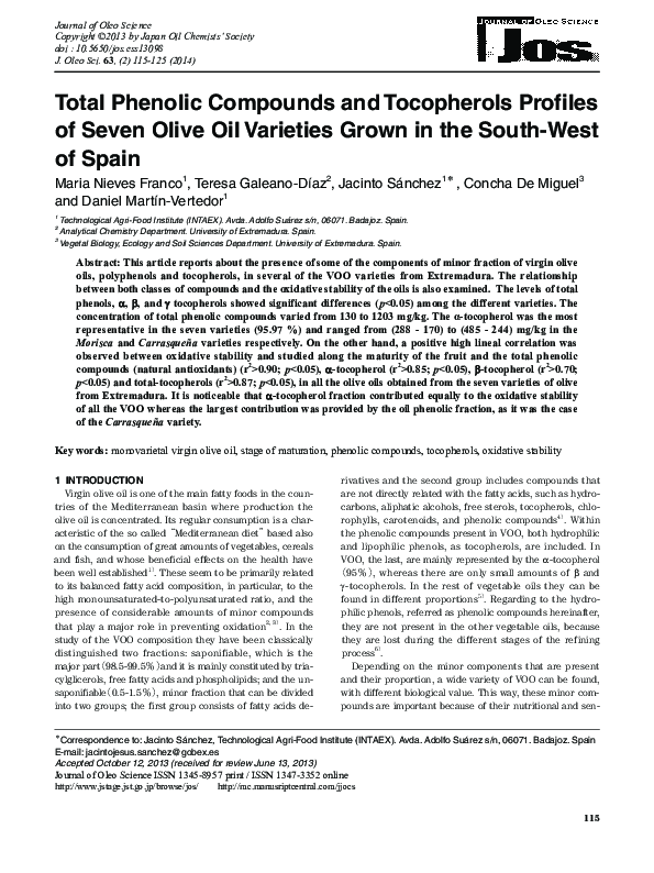 (PDF) Total Phenolic Compounds and Tocopherols Profiles of Seven Olive ...