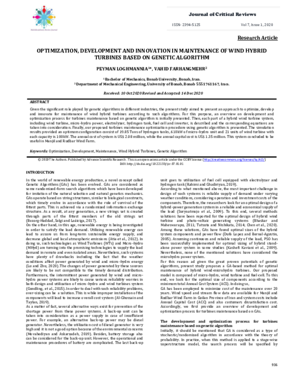 (PDF) Optimization, Development and Innovation in Maintenance of Wind Hybrid Turbines Based on ...