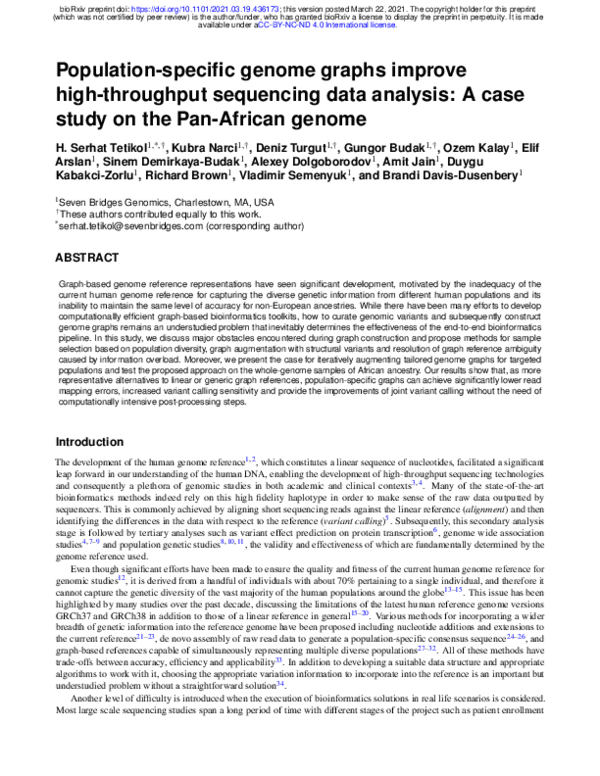 (PDF) Population-specific genome graphs improve high-throughput sequencing data analysis: A case ...