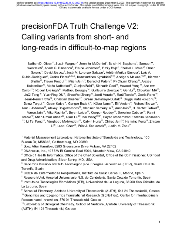 (PDF) precisionFDA Truth Challenge V2: Calling variants from short- and ...