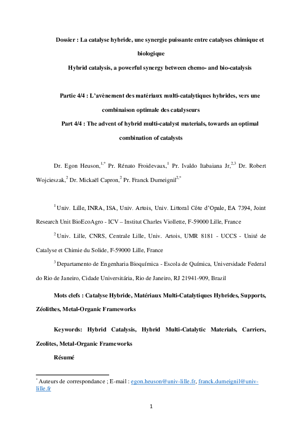 (PDF) L’avènement des matériaux multi-catalytiques hybrides, vers une ...
