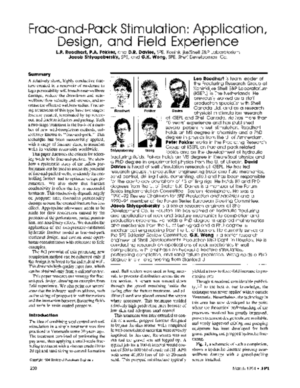 (PDF) Frac and Pack Stimulation: Application, Design, and Field ...