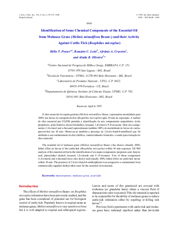 (PDF) Identification of Some Chemical Components of the Essential Oil ...
