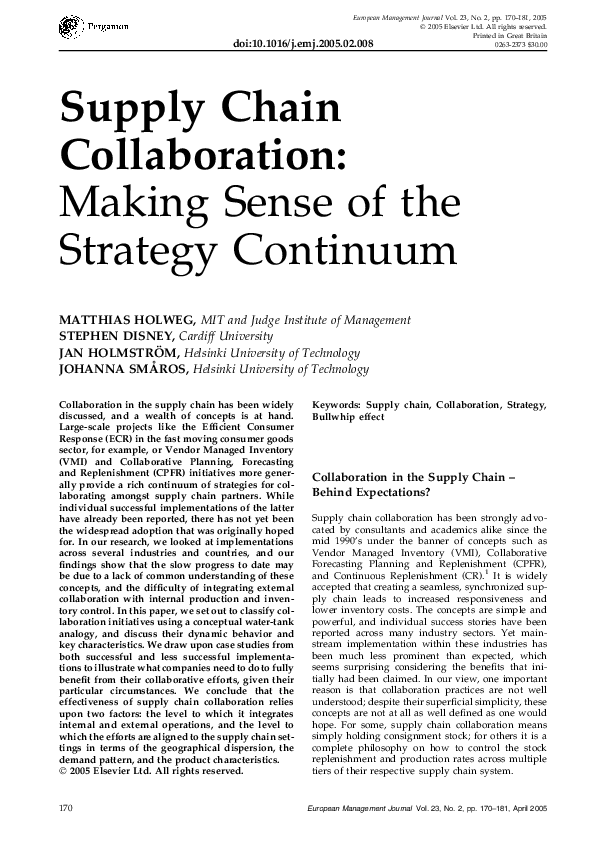 (PDF) Supply Chain Collaboration