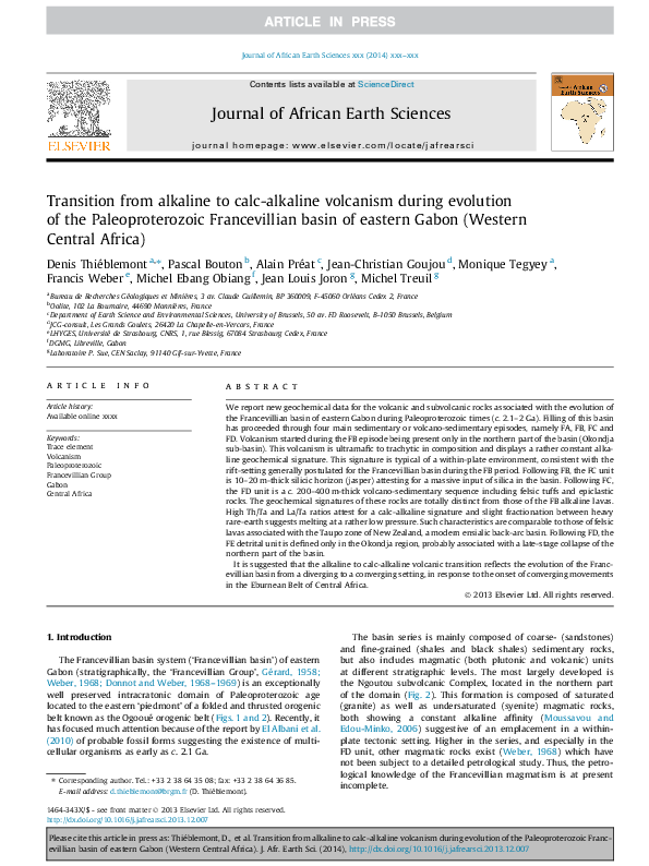 (PDF) Transition from alkaline to calc-alkaline volcanism during ...