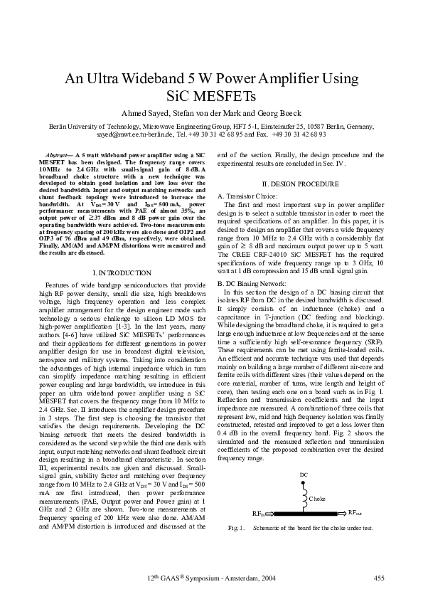 (PDF) An Ultra Wideband 5 W Pow