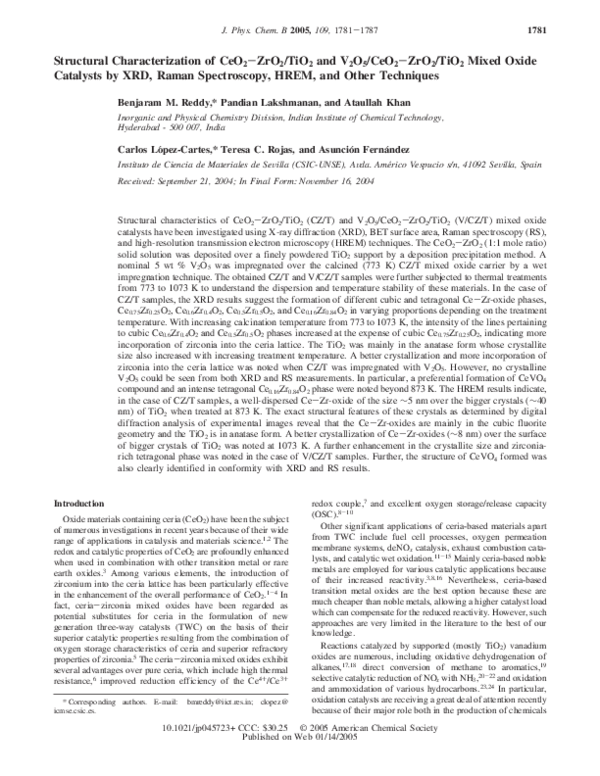 (PDF) Structural Characterization of CeO2−ZrO2/TiO2 and V2O5/CeO2−ZrO2/TiO2 Mixed Oxide ...