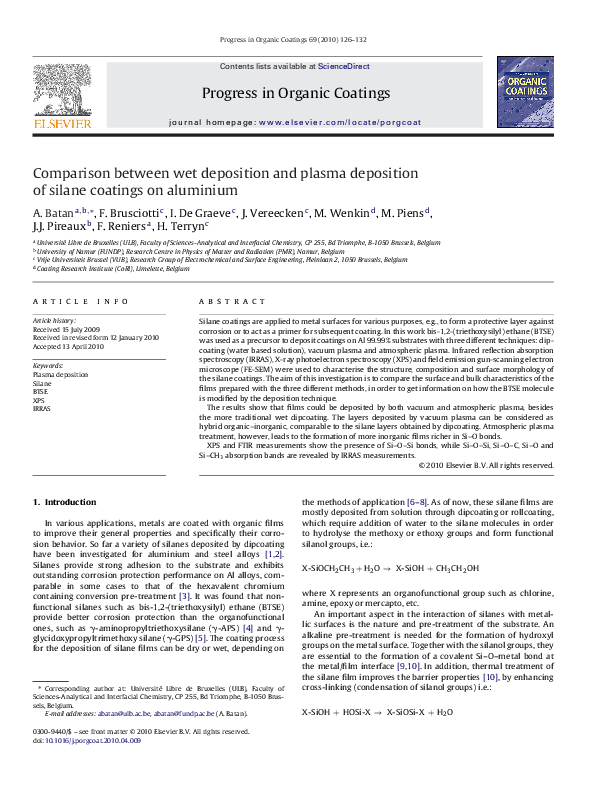 (PDF) Comparison between wet deposition and plasma deposition of silane ...