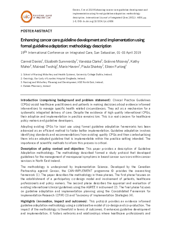 (PDF) Enhancing cancer care guideline development and implementation ...