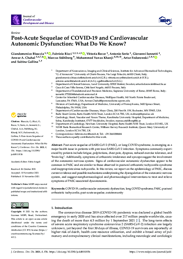 (PDF) Post-Acute Sequelae of COVID-19 and Cardiovascular Autonomic ...