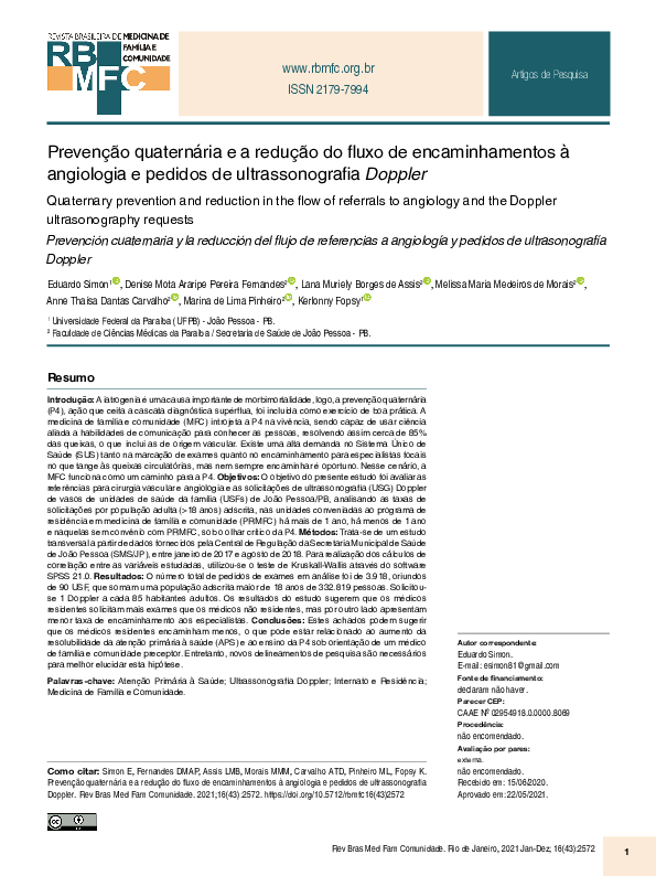 (PDF) Prevenção quaternária e a redução do fluxo de encaminhamentos à ...