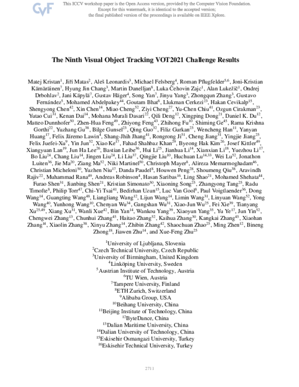 Pdf The Ninth Visual Object Tracking Vot2021 Challenge Results
