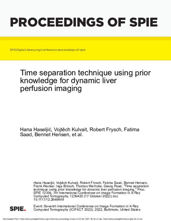 (PDF) Time separation technique using prior knowledge for dynamic liver perfusion imaging