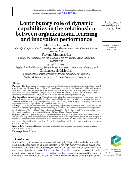 (PDF) Contributory role of dynamic capabilities in the relationship between organizational ...