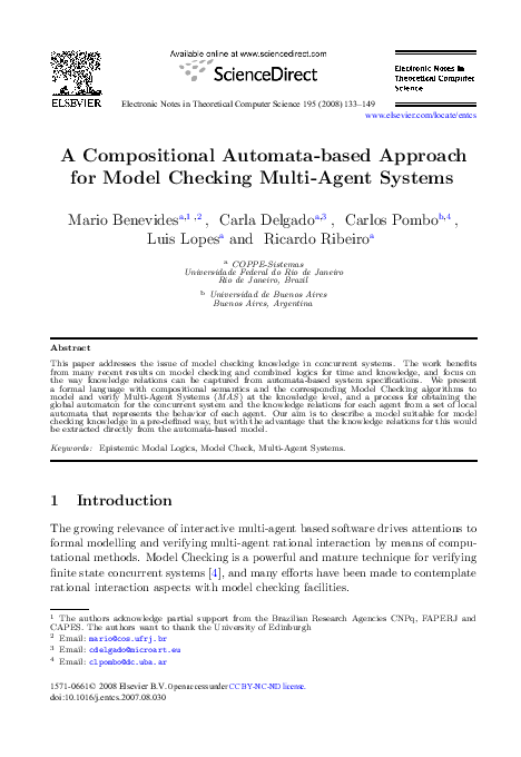 (PDF) A Compositional Automata-based Approach for Model Checking Multi-Agent Systems
