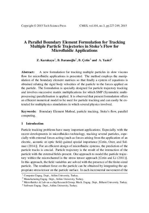 (PDF) Parallel Method for Tracking Particles in Stokes Flow