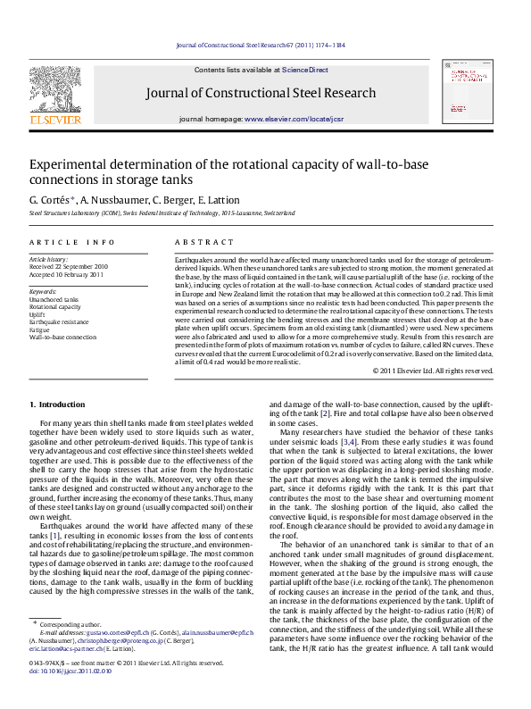 (PDF) Experimental determination of the rotational capacity of wall-to ...