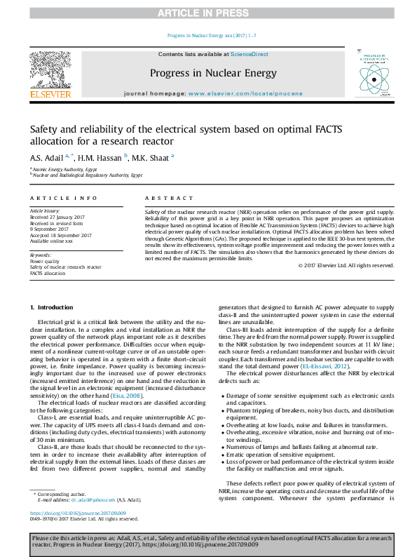 Pdf Safety And Reliability Of The Electrical System Based On Optimal