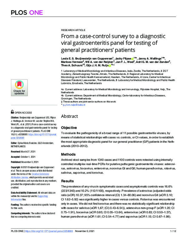 (PDF) From a case-control survey to a diagnostic viral gastroenteritis ...
