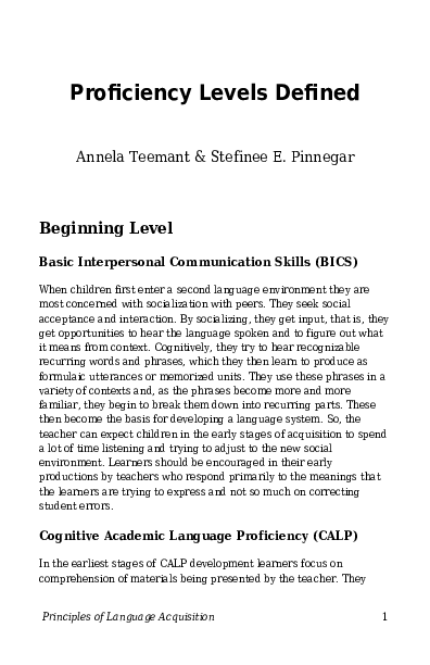 (PDF) Proficiency Levels Defined