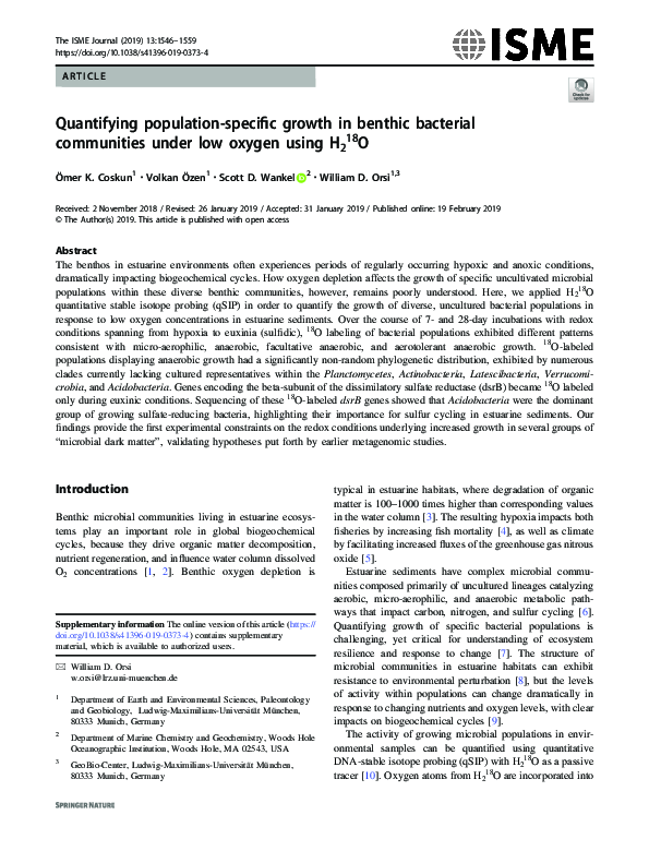 (PDF) Quantifying population-specific growth in benthic bacterial ...