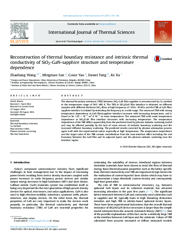 (PDF) Reconstruction of Thermal Boundary Resistance and Intrinsic Thermal Conductivity of SiO2 ...