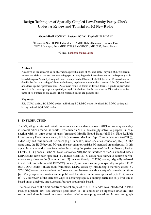 Pdf Design Techniques Of Spatially Coupled Low Density Parity Check Codes A Review And