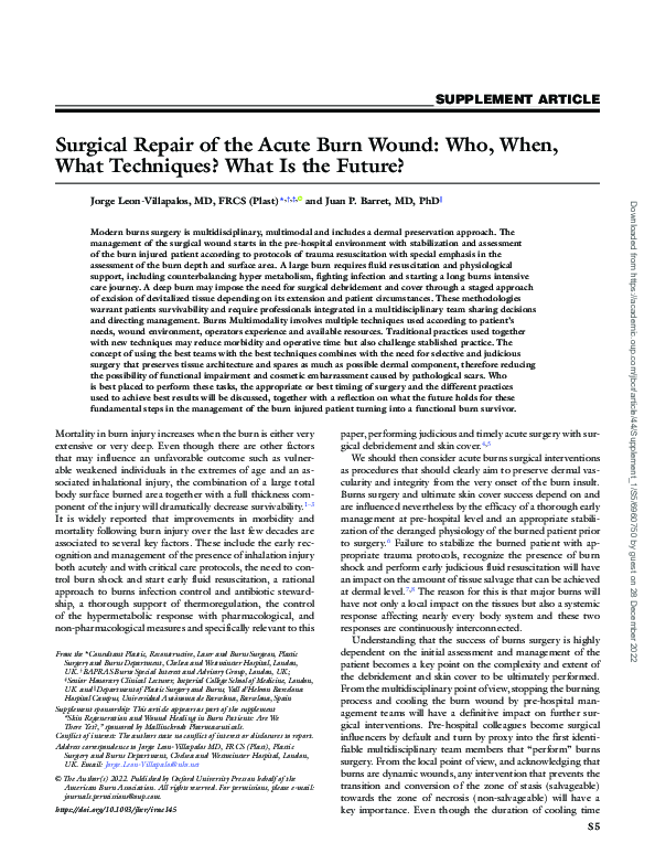(PDF) Surgical Repair of the Acute Burn Wound: Who, When, What ...