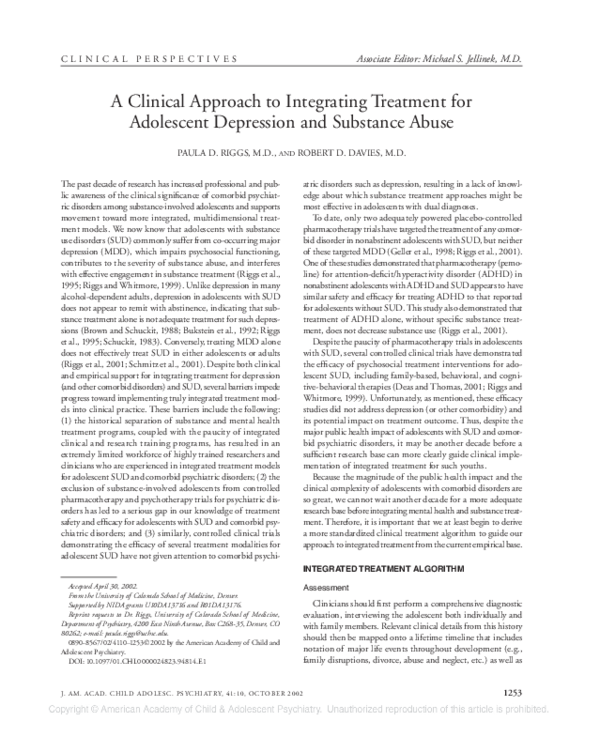 (PDF) A Clinical Approach to Integrating Treatment for Adolescent ...