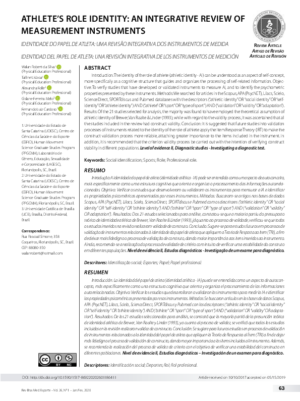(PDF) Athlete's Role Identity: An Integrative Review of Measurement ...