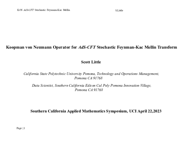 (PPT) Koopman von Neumann Operator for AdS-CFT Stochastic Feynman-Kac ...