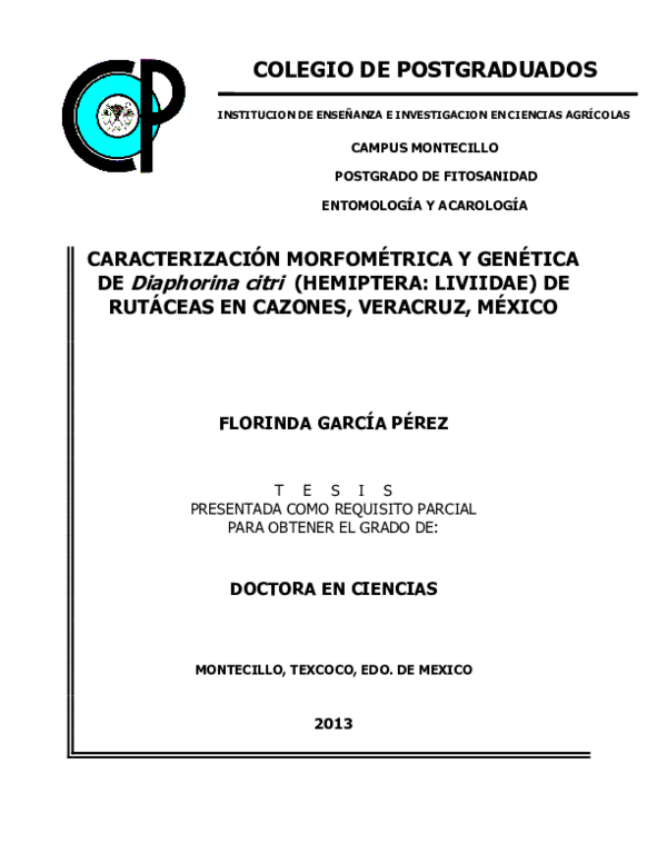 (PDF) Caracterización morfométrica y genética de Diaphorina citri ...