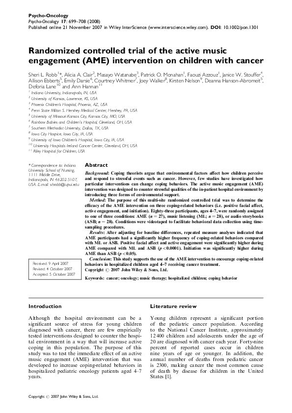 (PDF) Randomized controlled trial of the active music engagement (AME ...