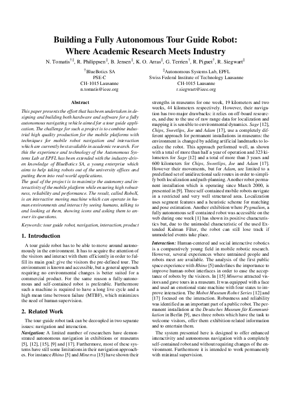 (PDF) Building a Fully Autonomous Tour Guide Robot: Where Academic Research Meets Industry