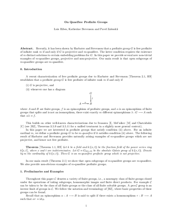 (PDF) Profinite Groups