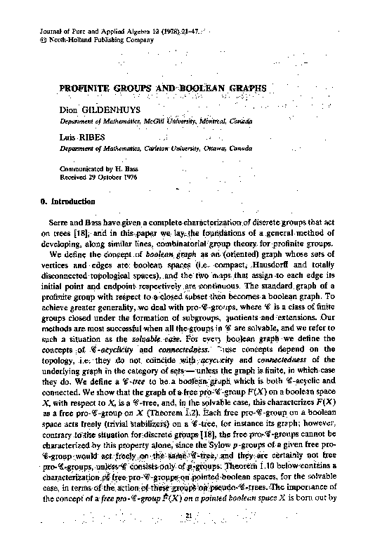 (PDF) Profinite groups and boolean graphs