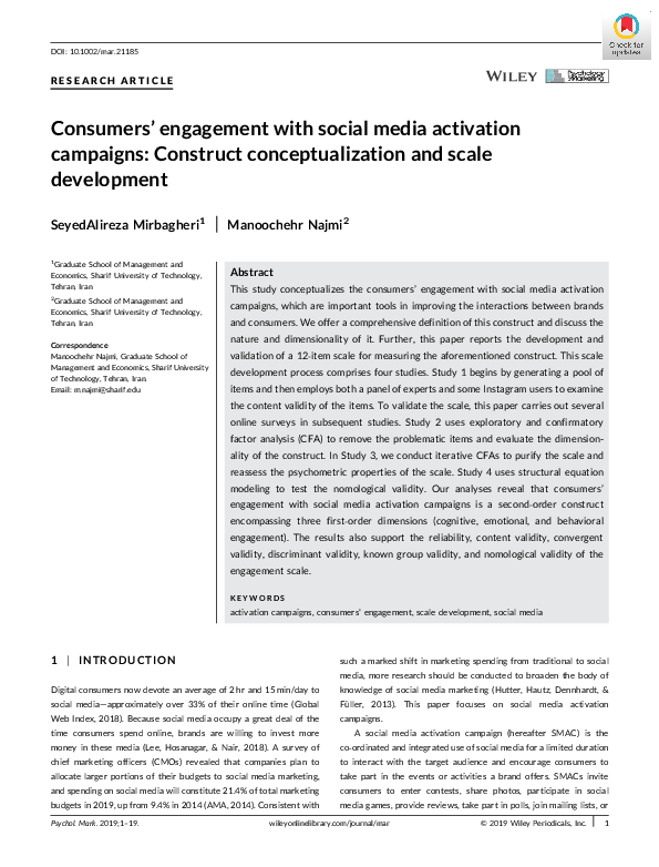 (PDF) Consumers' engagement with social media activation campaigns ...