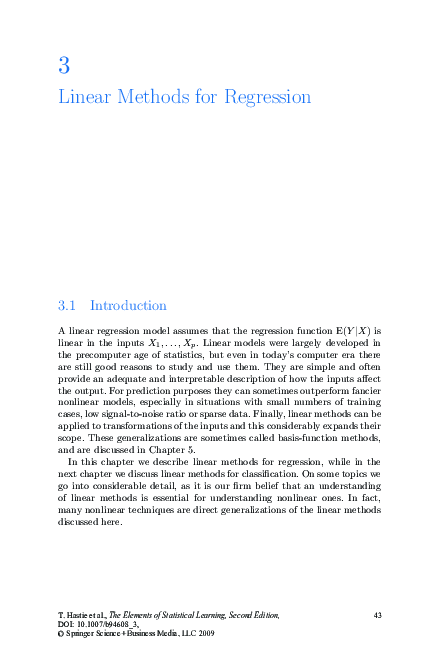 Pdf Linear Methods For Regression