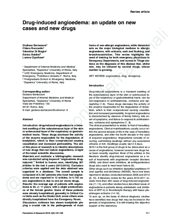 (PDF) Drug-induced angioedema: an update on new cases and new drugs