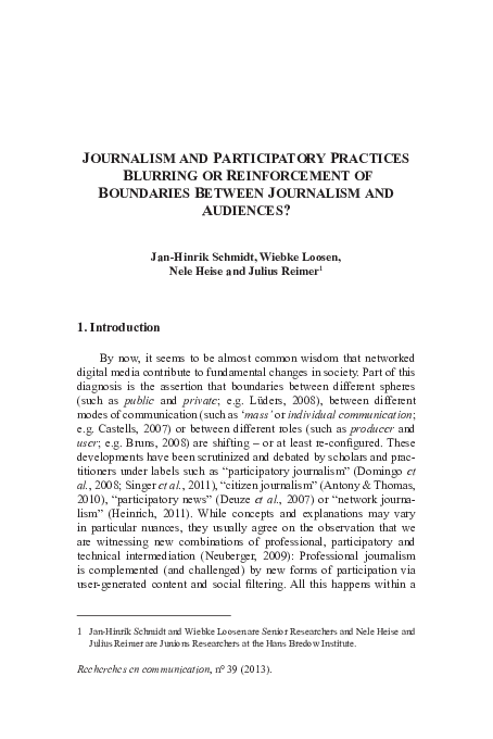 (PDF) Journalism and participatory practices – Blurring or reinforcement of boundaries between ...