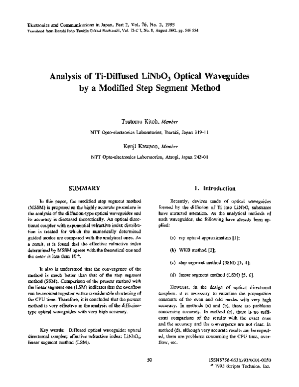 (PDF) Analysis of ti-diffused linbo3 optical waveguides by a modified step segment method ...