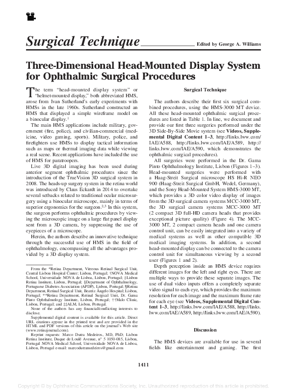 (PDF) Three-Dimensional Head-Mounted Display System for Ophthalmic ...