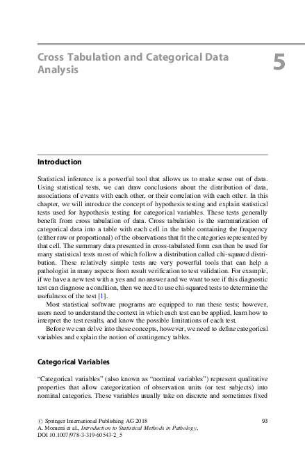 Pdf Cross Tabulation And Categorical Data Analysis
