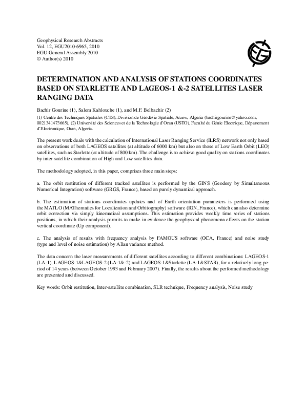 (PDF) Determination and Analysis of Stations Coordinates Based on ...