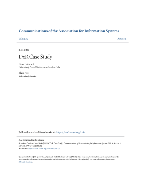 (PDF) Communications of the Association for Information Systems