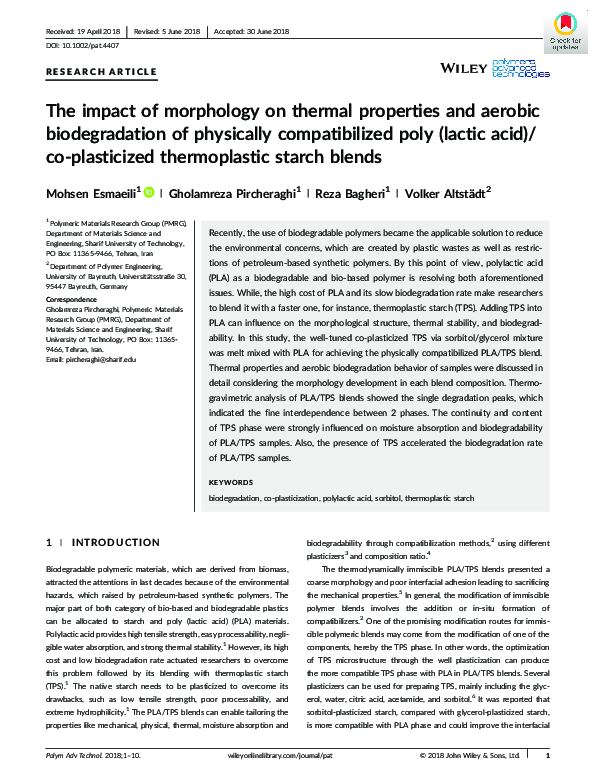 (PDF) The impact of morphology on thermal properties and aerobic biodegradation of physically ...