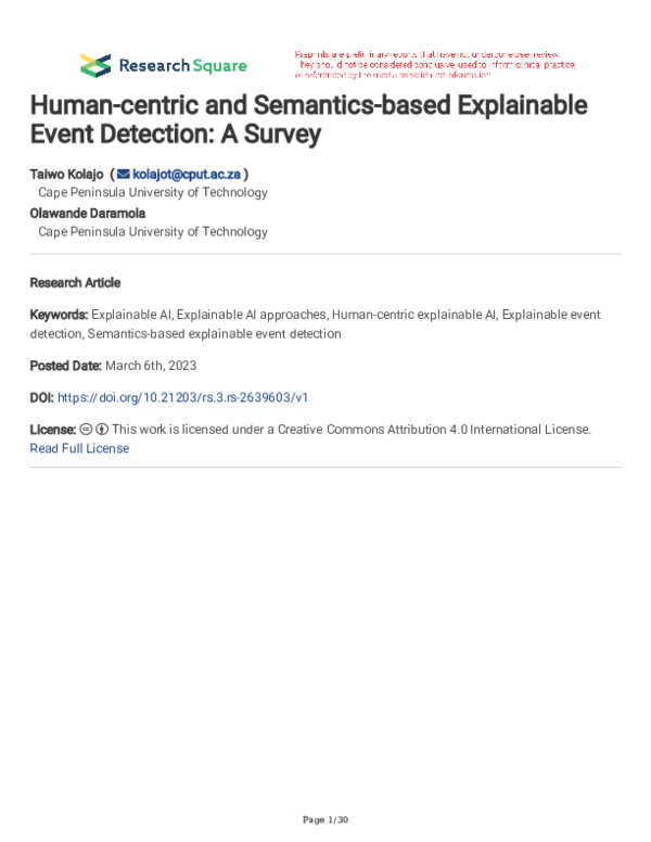 Pdf Human Centric And Semantics Based Explainable Event Detection A Survey