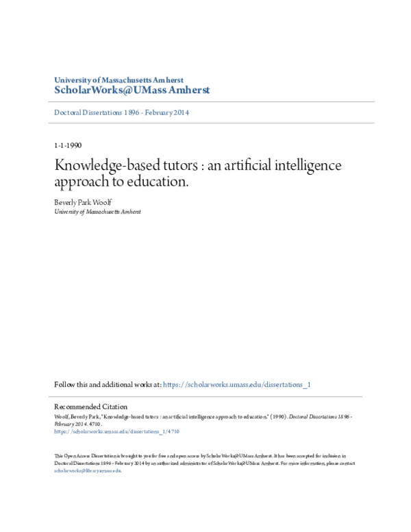 (PDF) Knowledge-based tutors: an artificial intelligence approach to education