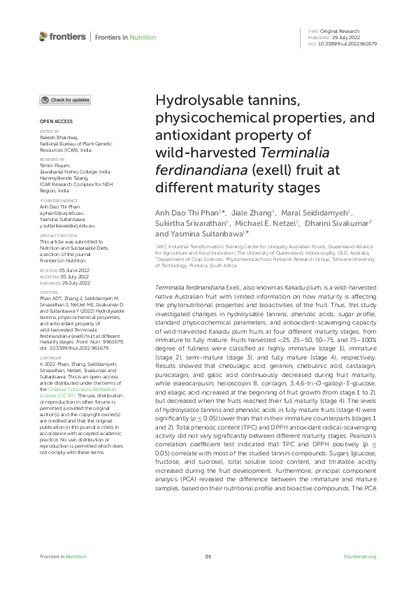 (PDF) Hydrolysable tannins, physicochemical properties, and antioxidant property of wild ...