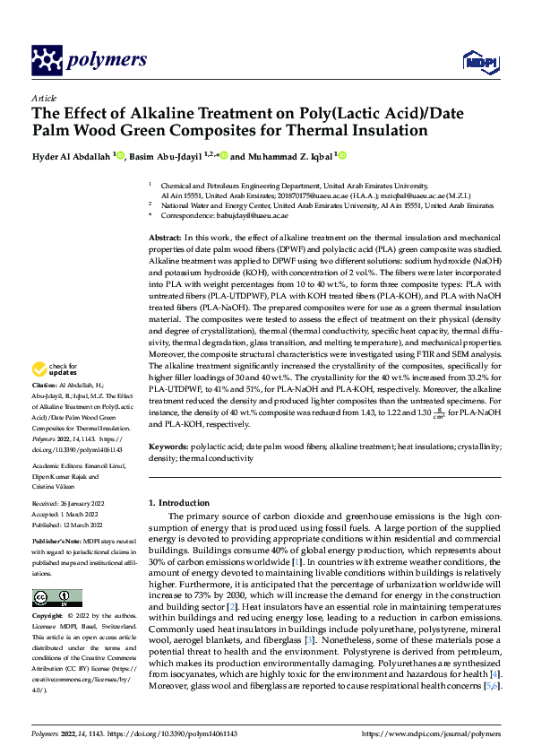 (PDF) The Effect of Alkaline Treatment on Poly(lactic acid)/Date Palm ...